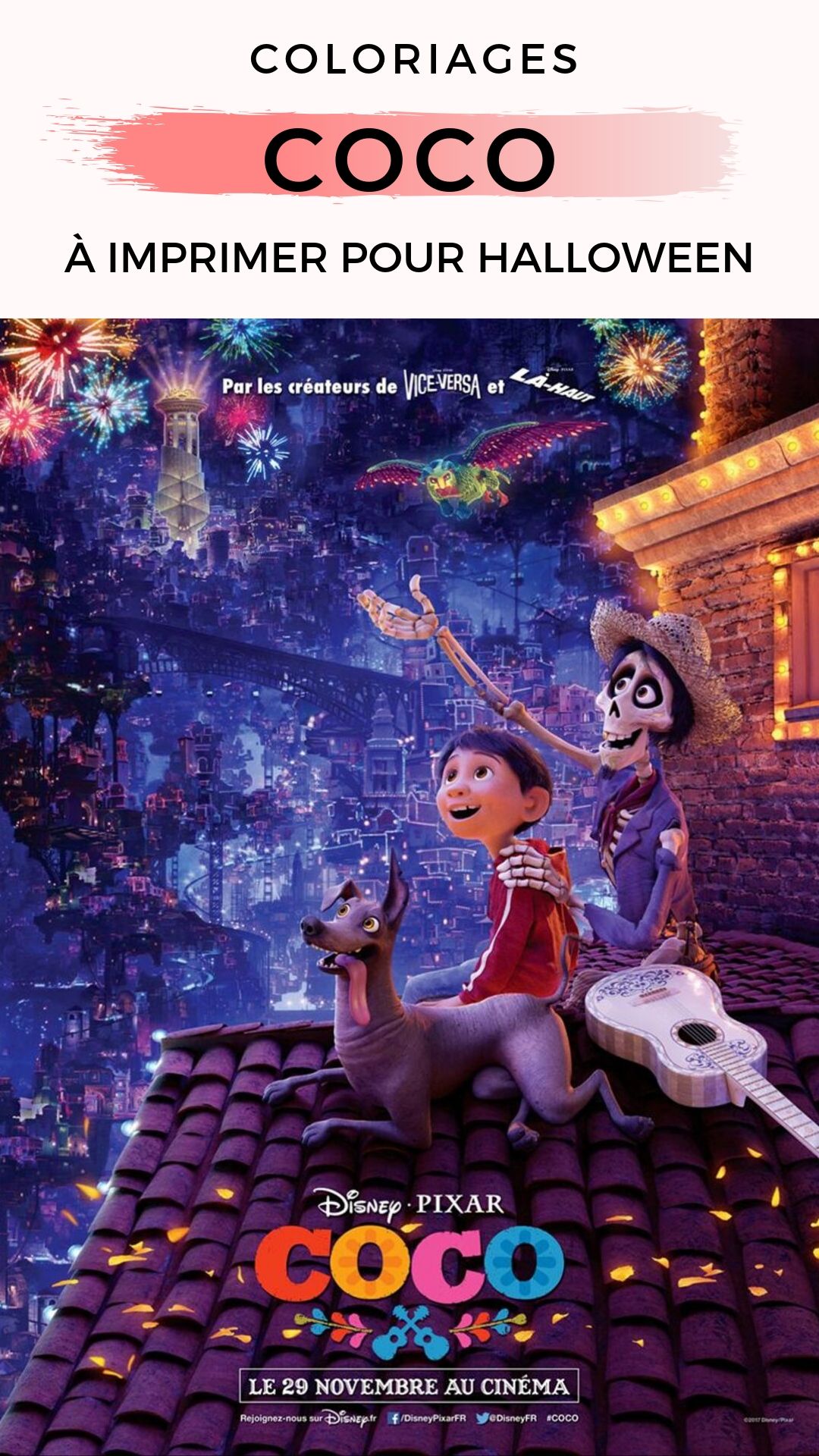 Coloriages Coco pour Halloween Disney addicts